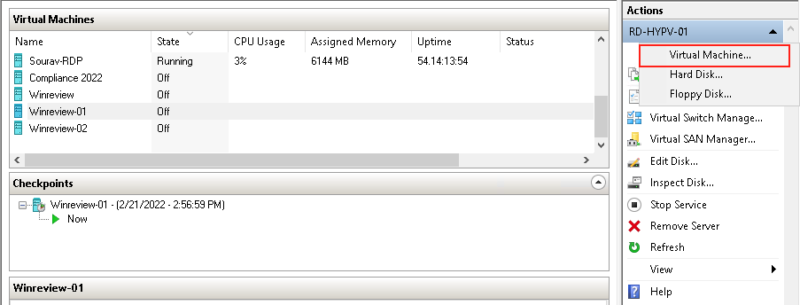 Windows Hyper-V Manager - Virtual Machine Creation Guide
